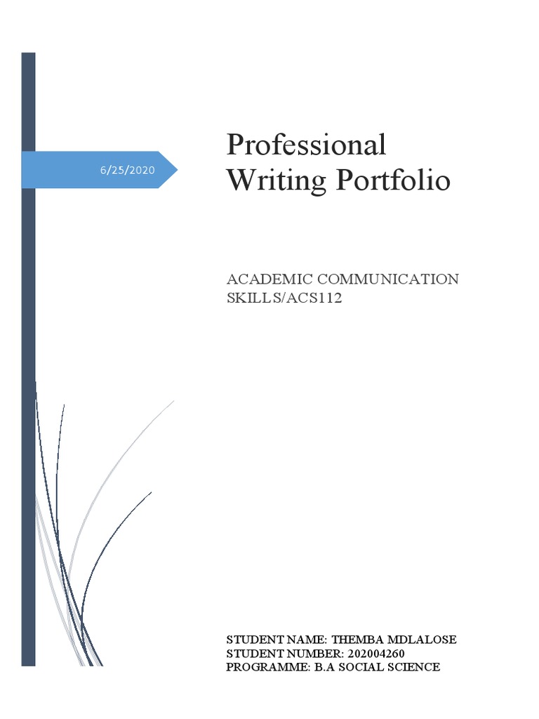 Professional Writing Portfolio: Academic Communication Skills/Acs112 ...