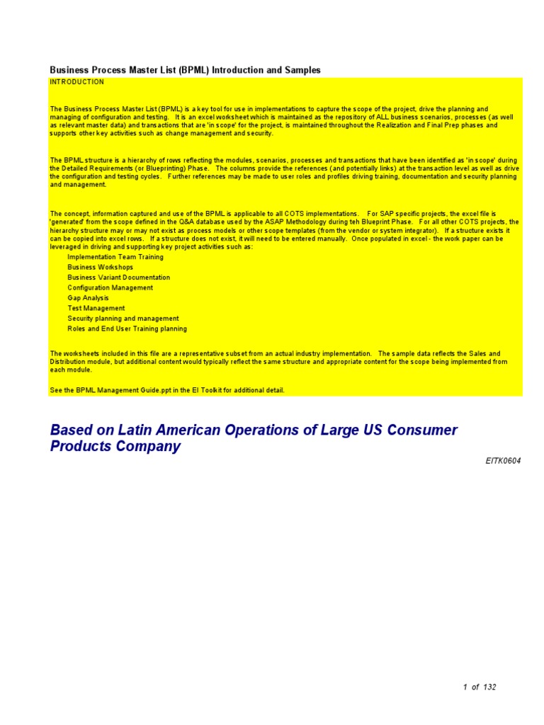 Business Process Master | PDF | Microsoft Excel | Databases