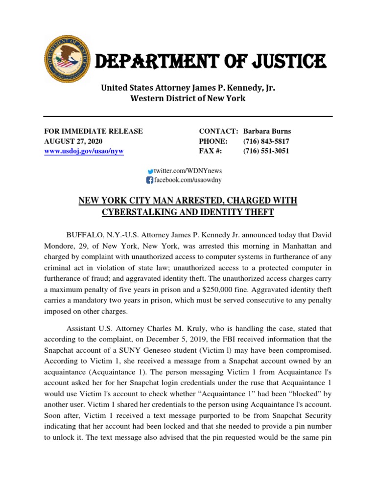 David Mondore Arrested for Snapchat Hacking | PDF | Snapchat | Identity ...