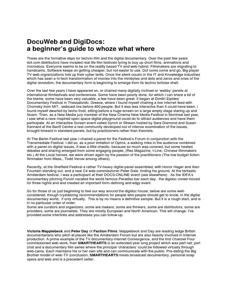 Docuweb and Digidocs: A Beginner'S Guide To Whoze What Where | PDF ...