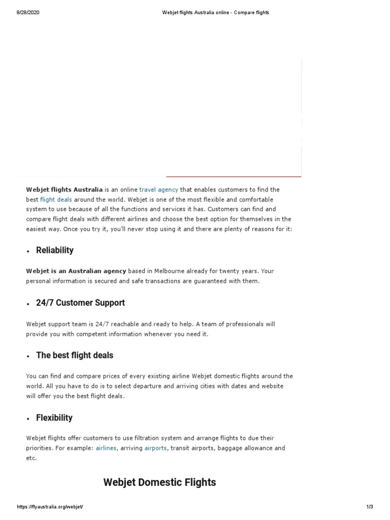 Webjet Australia: Compare Flight Deals | PDF | Aviation | Transport