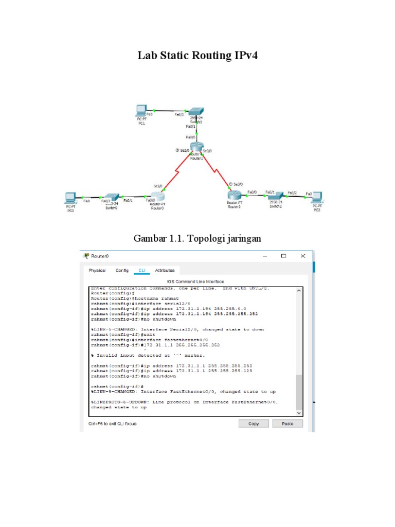 Lab Static Routing IPv4 RAHMAD | PDF