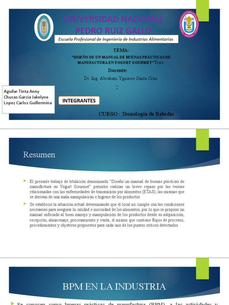 Manual de BPM para Yogurt Gourmet | PDF | Seguridad alimenticia | Alimentos