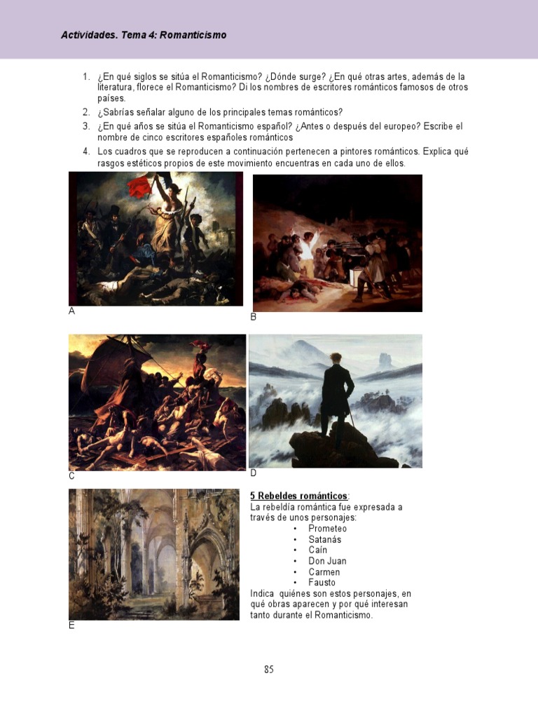 Actividades sobre el Romanticismo | PDF | Romanticismo | Johann ...