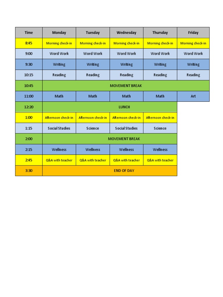 Time Table 2020-2021 | PDF