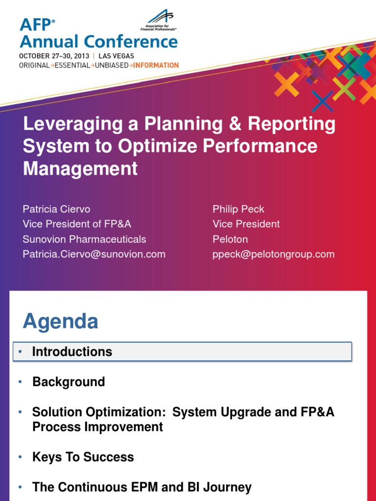Leveraging A Planning & Reporting System To Optimize Performance ...