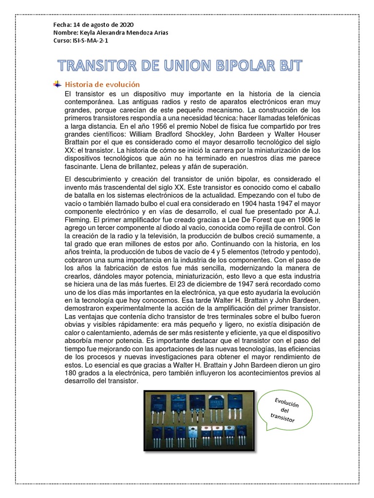 Historia de Evolución 1 | PDF | Transistor | Transistor de unión bipolar