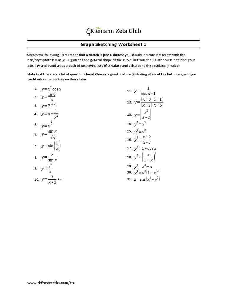 Graph Sketching Worksheet 1: y X X y | PDF | Sine | Asymptote