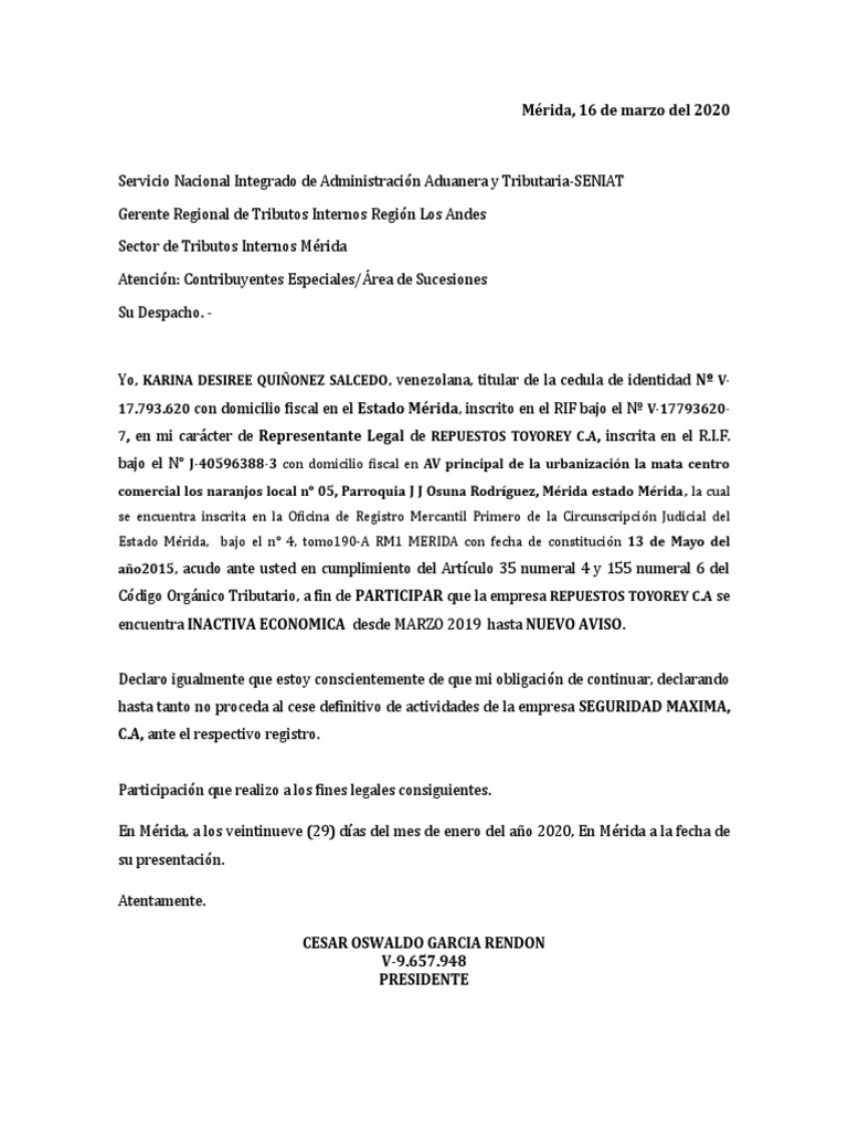 Carta de Inactividad | PDF Carta de Inactividad | PDF