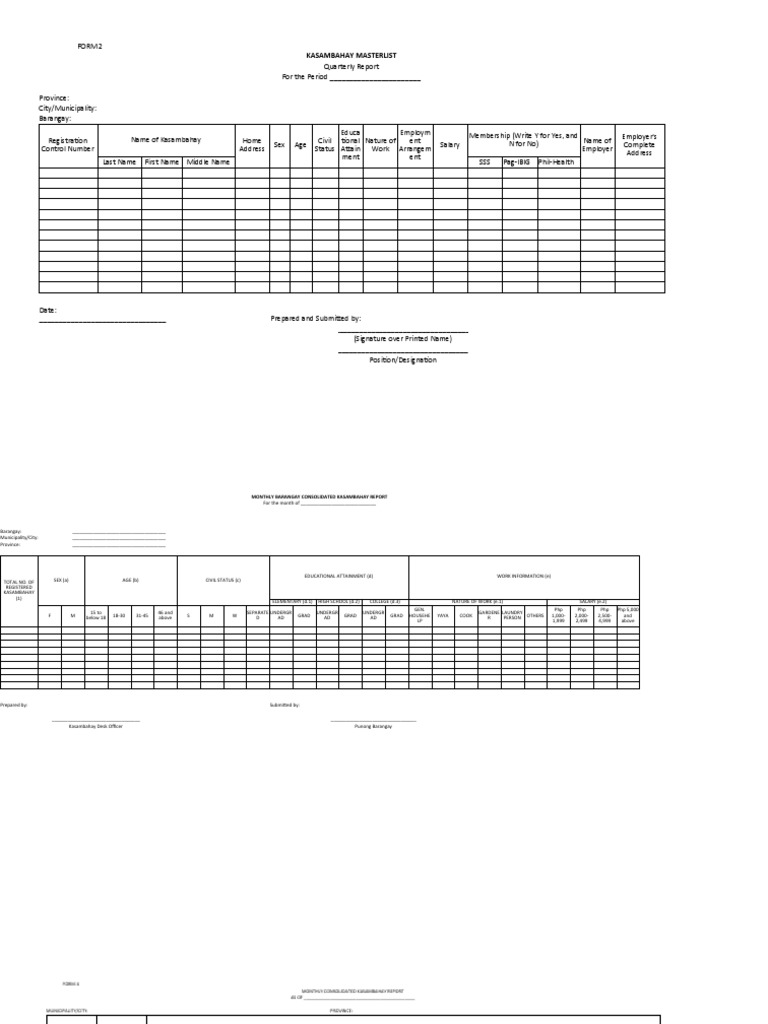 Kasambahay Report Templates | PDF