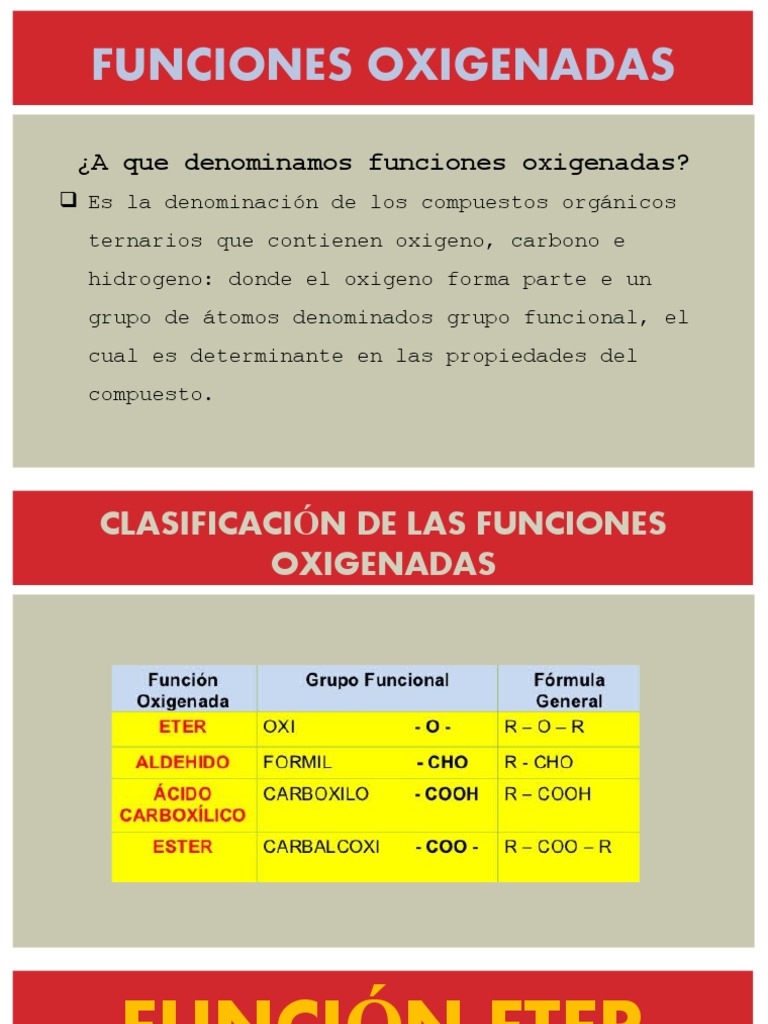 Funciones Oxigenadas | PDF | Ester | Ácido carboxílico