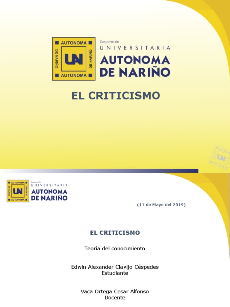 Exposicion El Criticismo | PDF | Conocimiento | Immanuel Kant