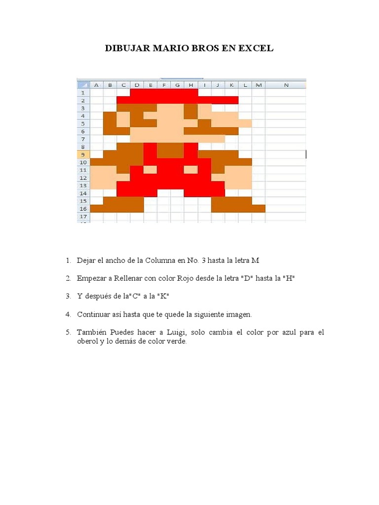 Dibujar Mario Bros en Excel | PDF