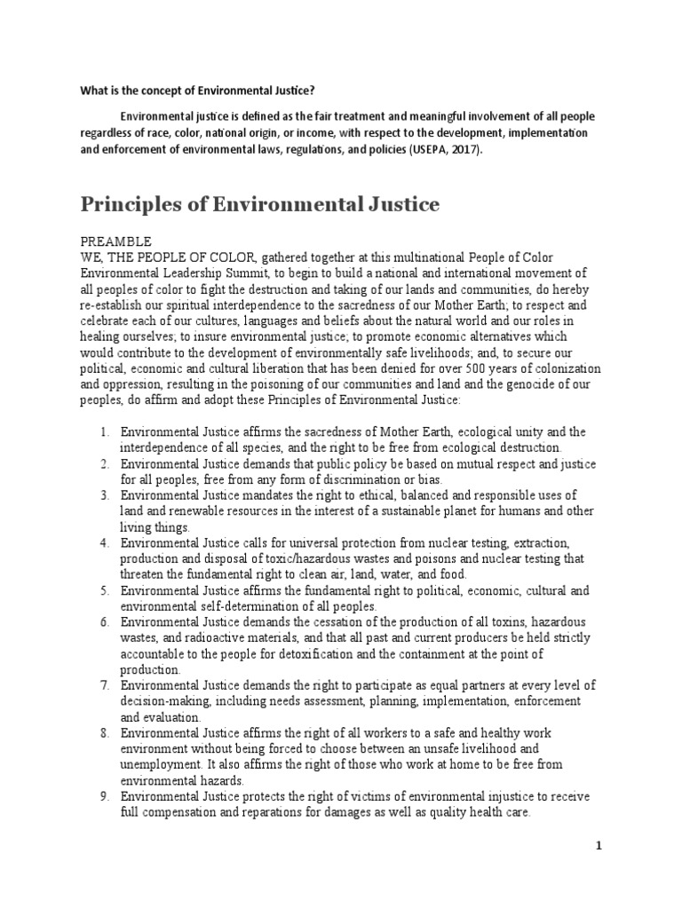 What Is The Concept of Environmental Justice | PDF | Regulatory ...