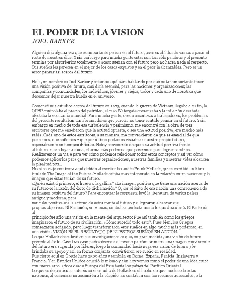 El Poder de la Visión de Joel Barker | PDF | Nación | Antigua Grecia