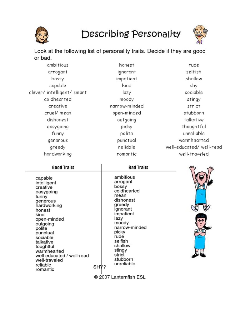 Look at The Following List of Personality Traits. Decide If They Are ...