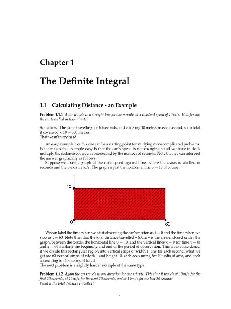 The Definite Integral: 1.1 Calculating Distance - An Example | PDF ...