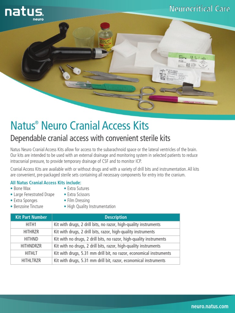 Neuro Craniak Access Kits | PDF | Skull | Medical Specialties
