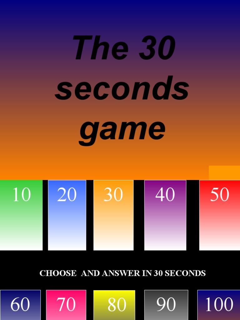 The 30 Seconds Game: Template by Bill Arcuri, WCSD | PDF