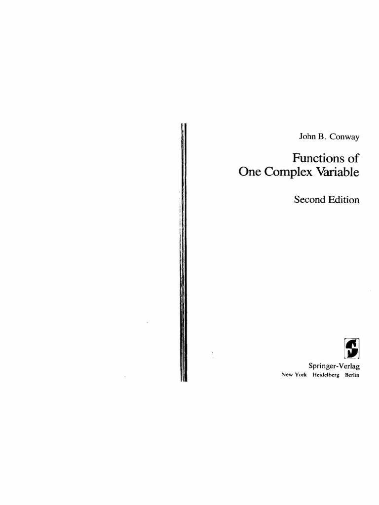 John B Conway Functions Of One Complex Variable Second Edition Pdf 