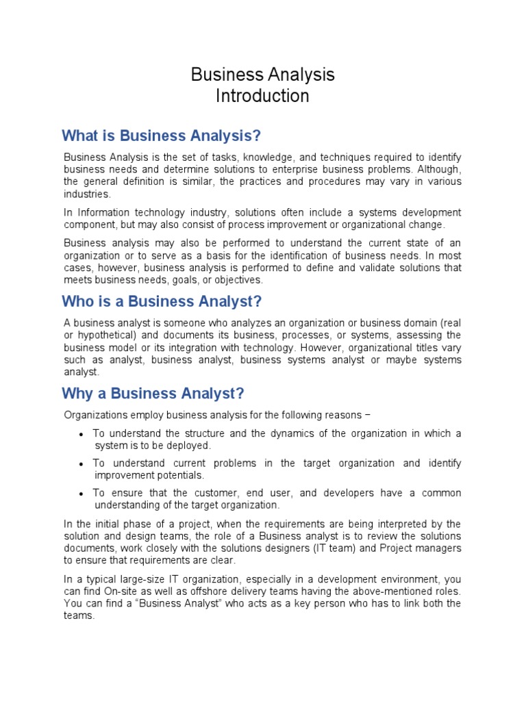 Business Analysis | PDF | Business Analysis | Intelligence Analysis