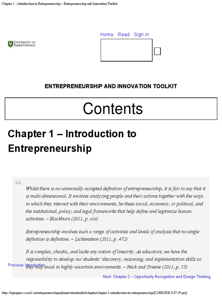 Introduction to Entrepreneurship | PDF | Entrepreneurship ...