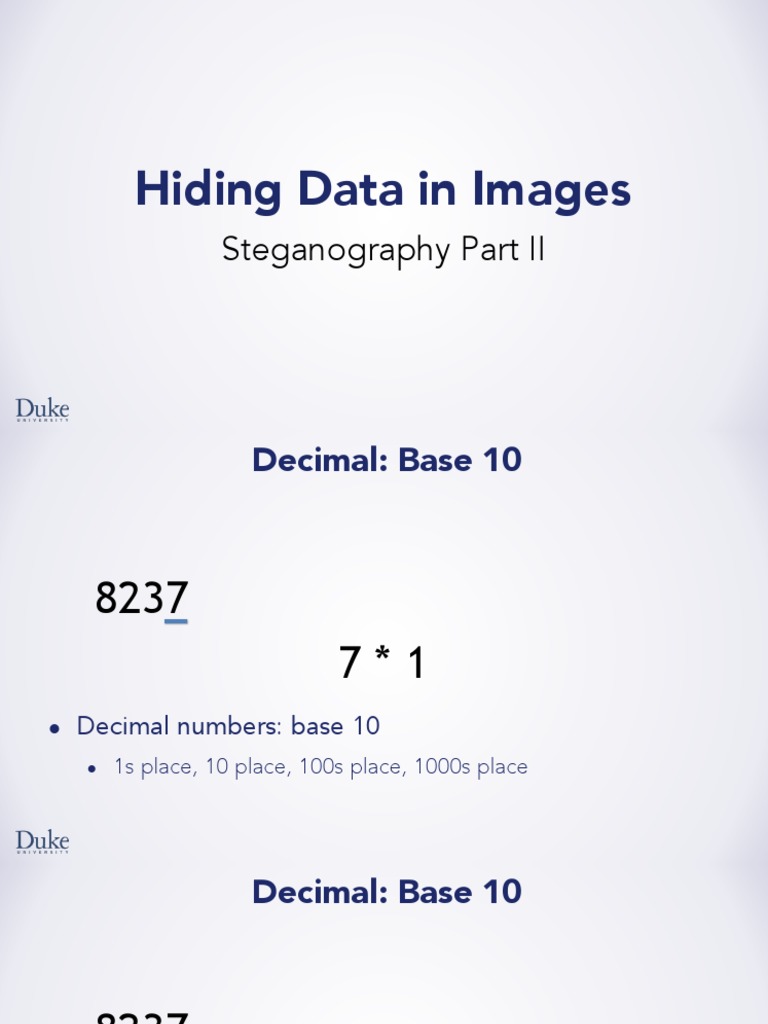 Hiding Data in Images: Steganography Part II | PDF | Decimal | Bit