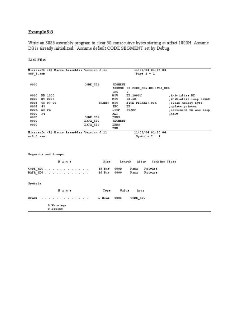 Example 9.6 | Download Free PDF | Assembly Language | Pointer (Computer Programming)