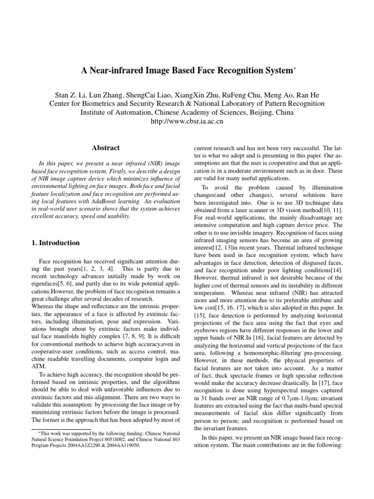Near-infrared Face Recognition Using Local Features | PDF | Infrared ...