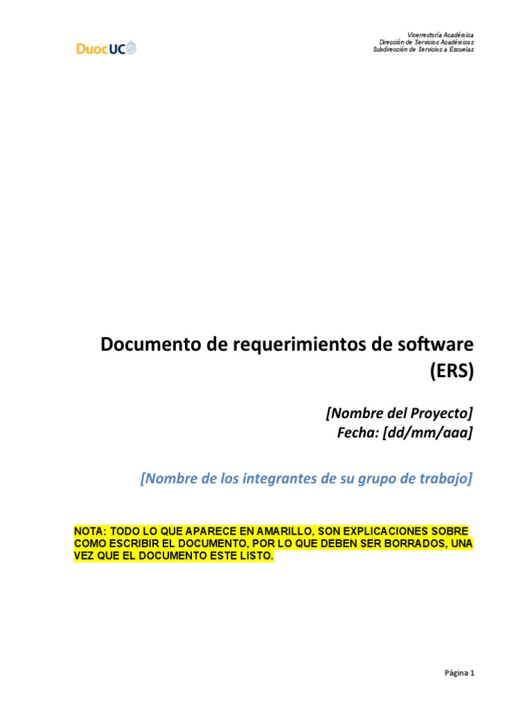 DOC-06 Documento de Requerimientos de Software (ERS) | PDF | Hardware ...