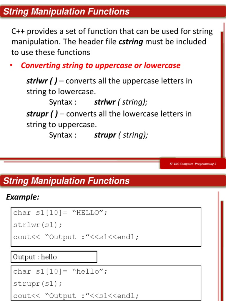 String Manipulation Functions Pdf String Computer Science Notation