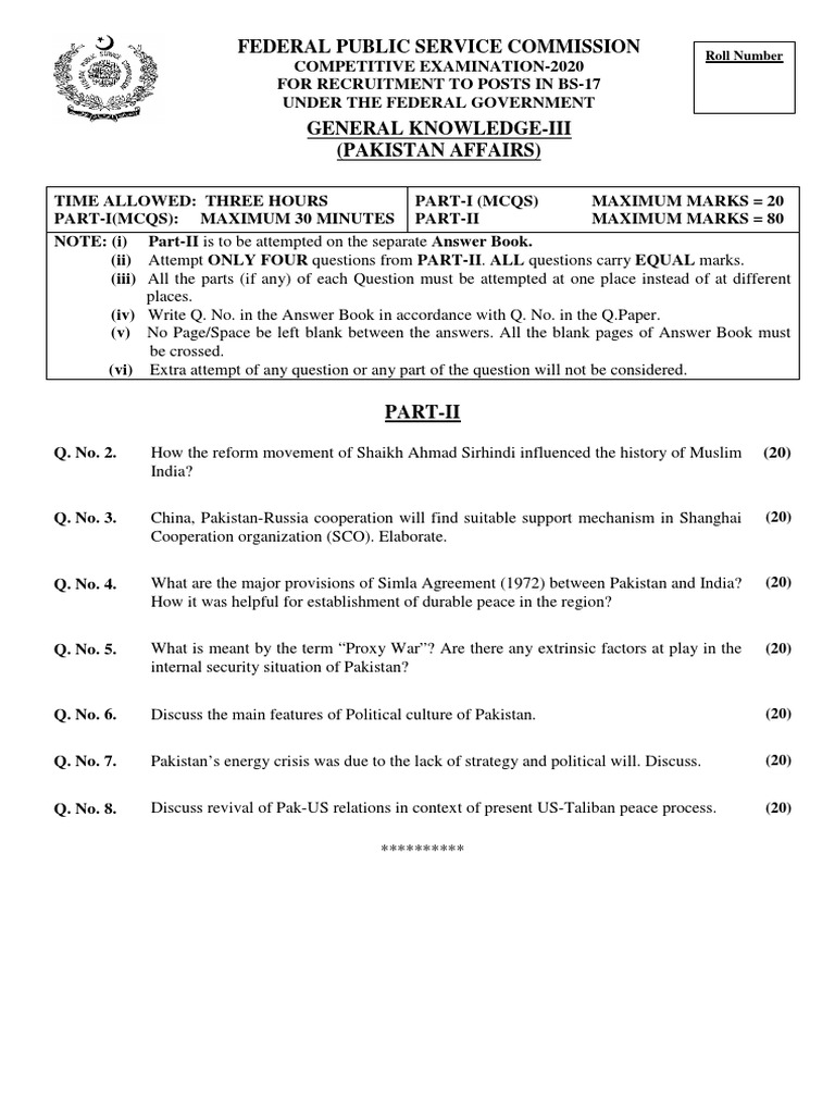 GK3 PAK AFFAIRS Subjective | PDF