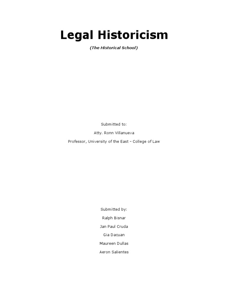 Legal Historicism: The Historical School of Jurisprudence | PDF ...