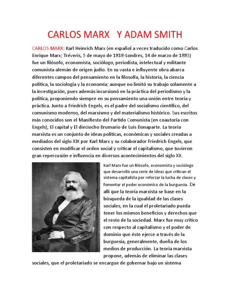 Carlos Marx y Adam Smith | PDF | Adam Smith | Karl Marx