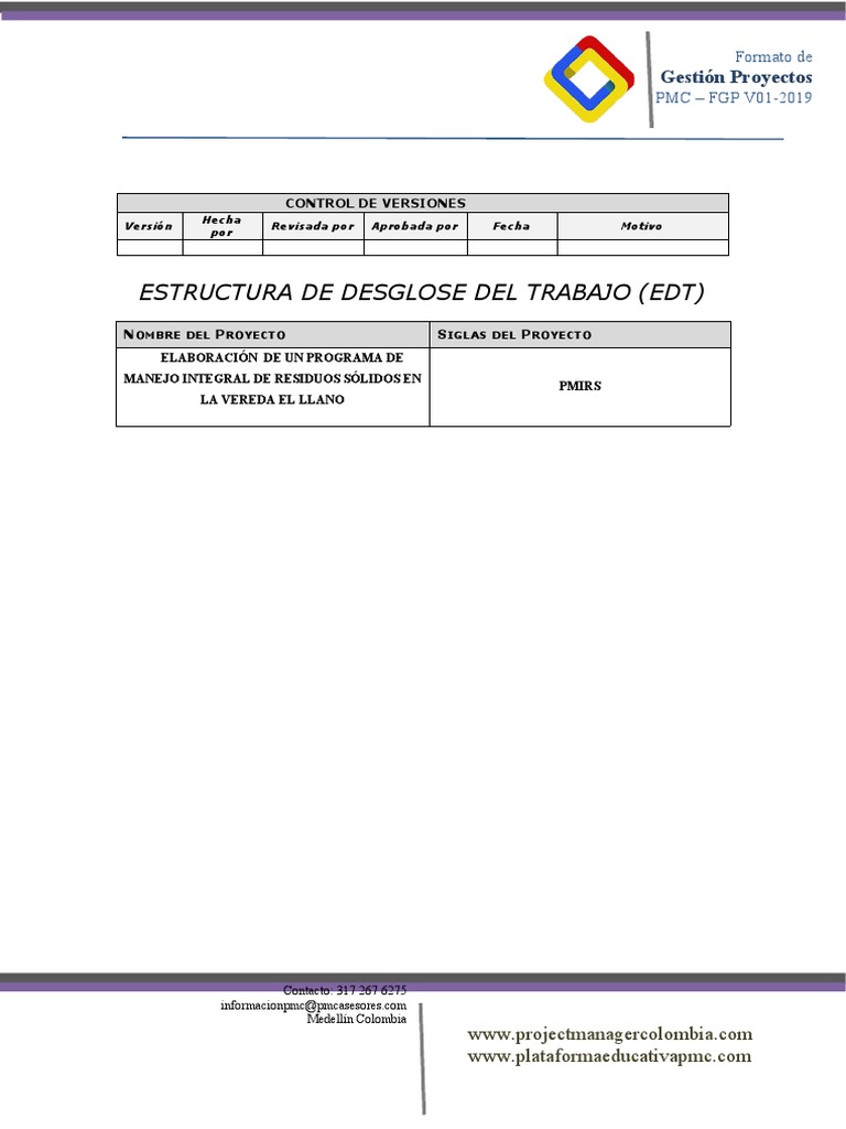 Estructura de Desglose Del Trabajo (EDT) | PDF