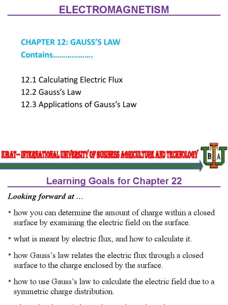 Chapter 12: Gauss'S Law Contains | PDF | Flux | Electric Field