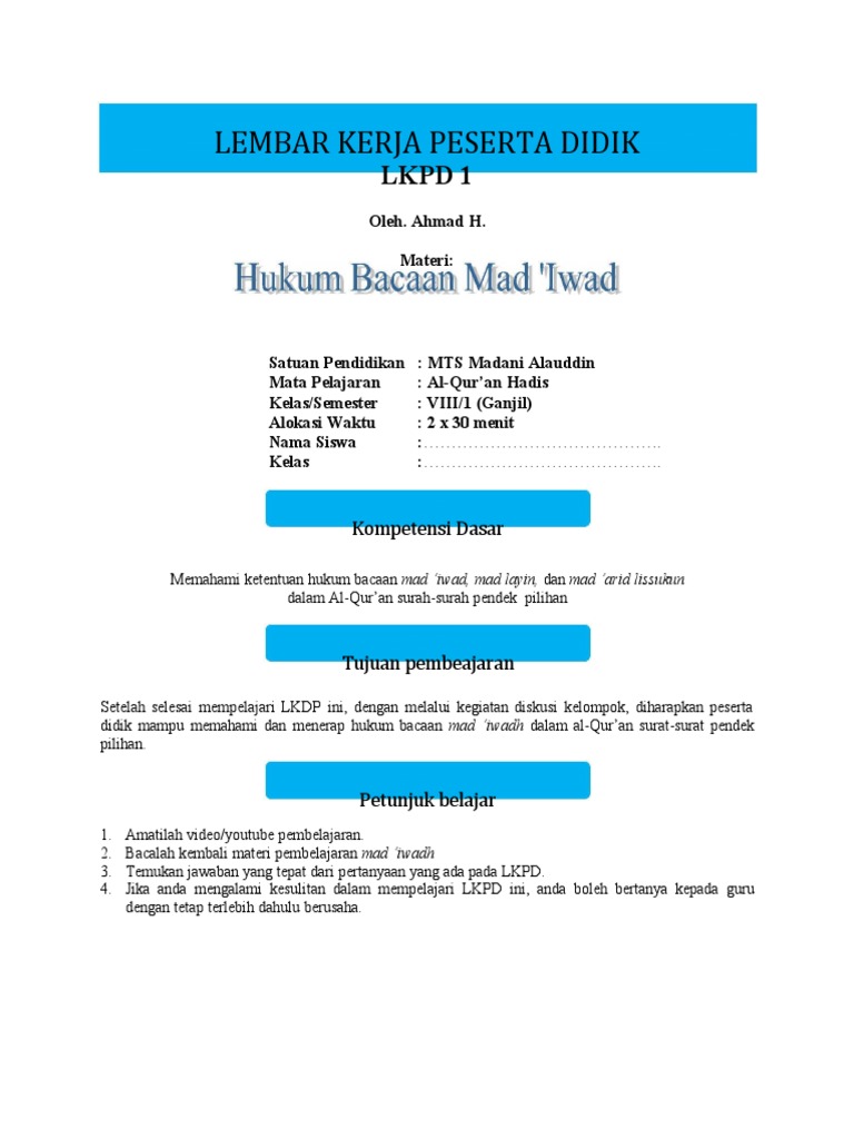 LKPD Mad Iwadh | PDF