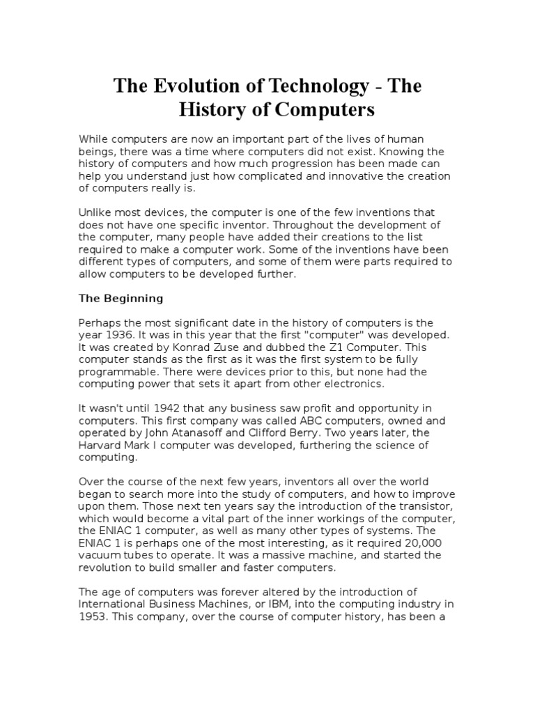 The Evolution of Technology | PDF | Graphical User Interfaces ...
