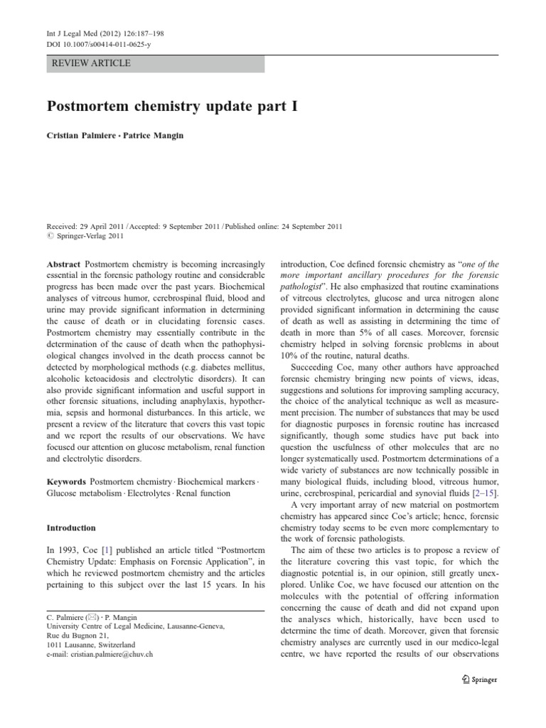 Postmortem Chemistry Update Part I: Review Article | PDF | Ketosis | Hyperglycemia