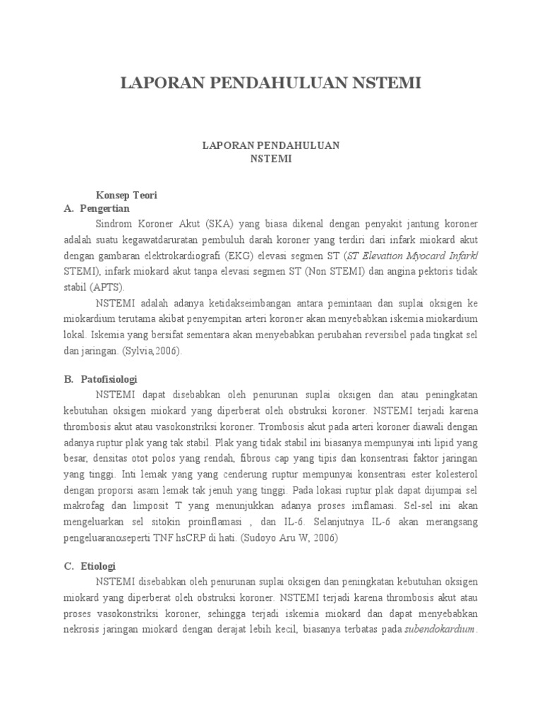 Laporan Pendahuluan Nstemi | PDF