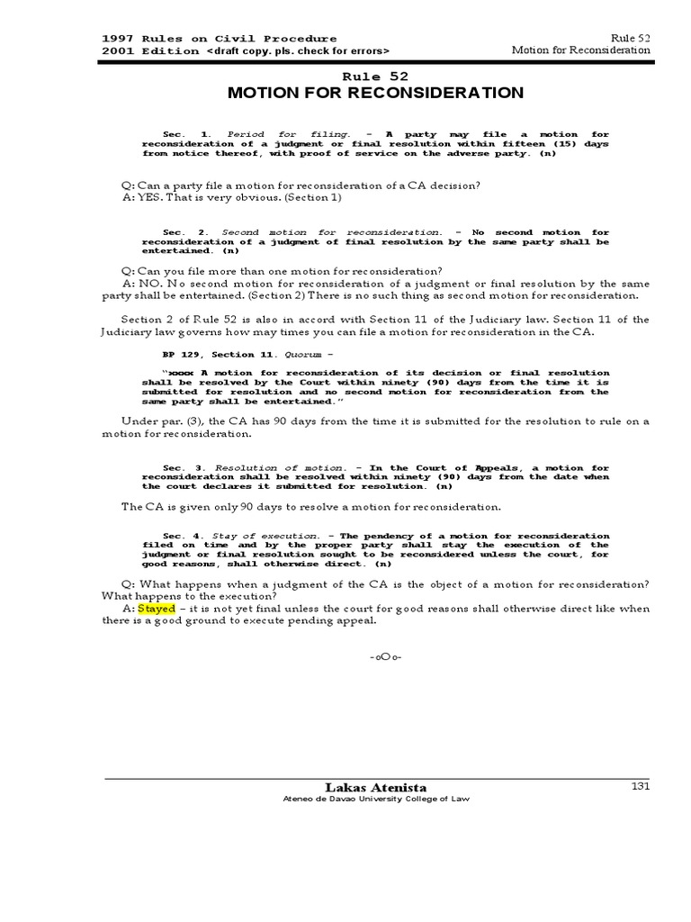 52 Motion For Recon | PDF | Judgment (Law) | Virtue