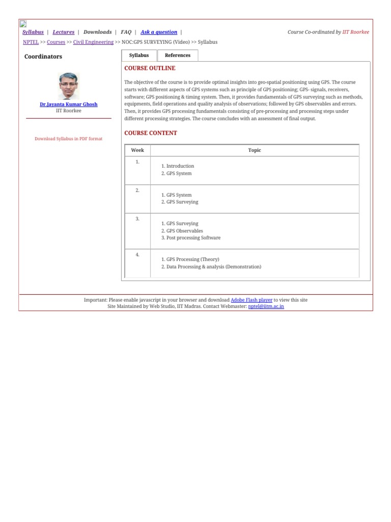 NPTEL Phase II - Civil Engineering - NOC - GPS SURVEYING | PDF | Surveying | Global Positioning ...