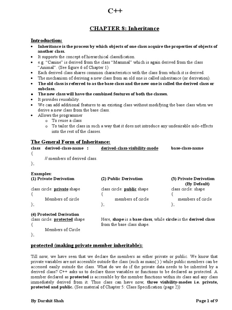 CHAPTER 8: Inheritance | PDF | Inheritance (Object Oriented Programming ...