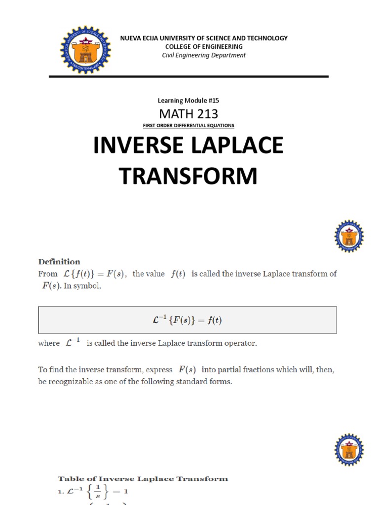 Module15 - Inverse Laplace Transform | PDF | Laplace Transform ...