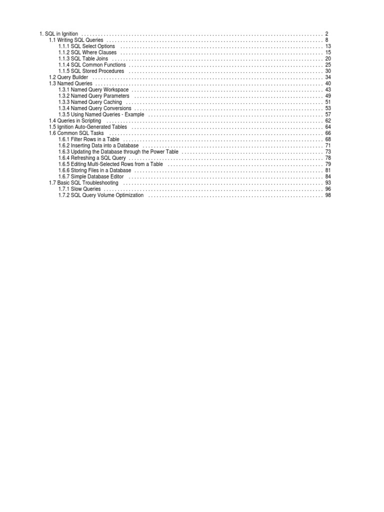 SQL in Ignition | Download Free PDF | Database Index | Databases