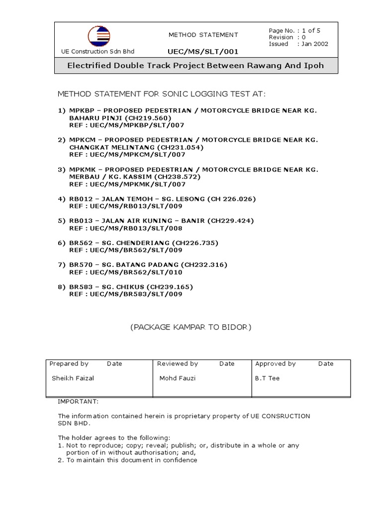 Electrified Double Track Project Between Rawang and Ipoh: Method ...