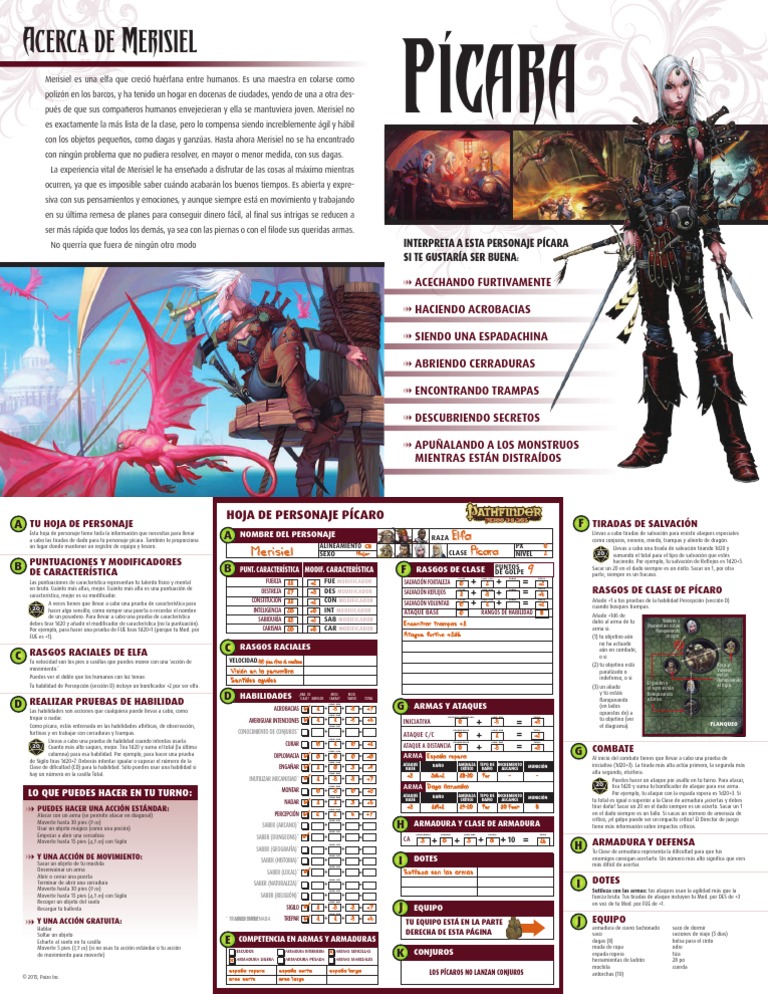 Hoja de Personaje Pícaro - Pregenerado PDF | PDF | Arsenal | Ocio