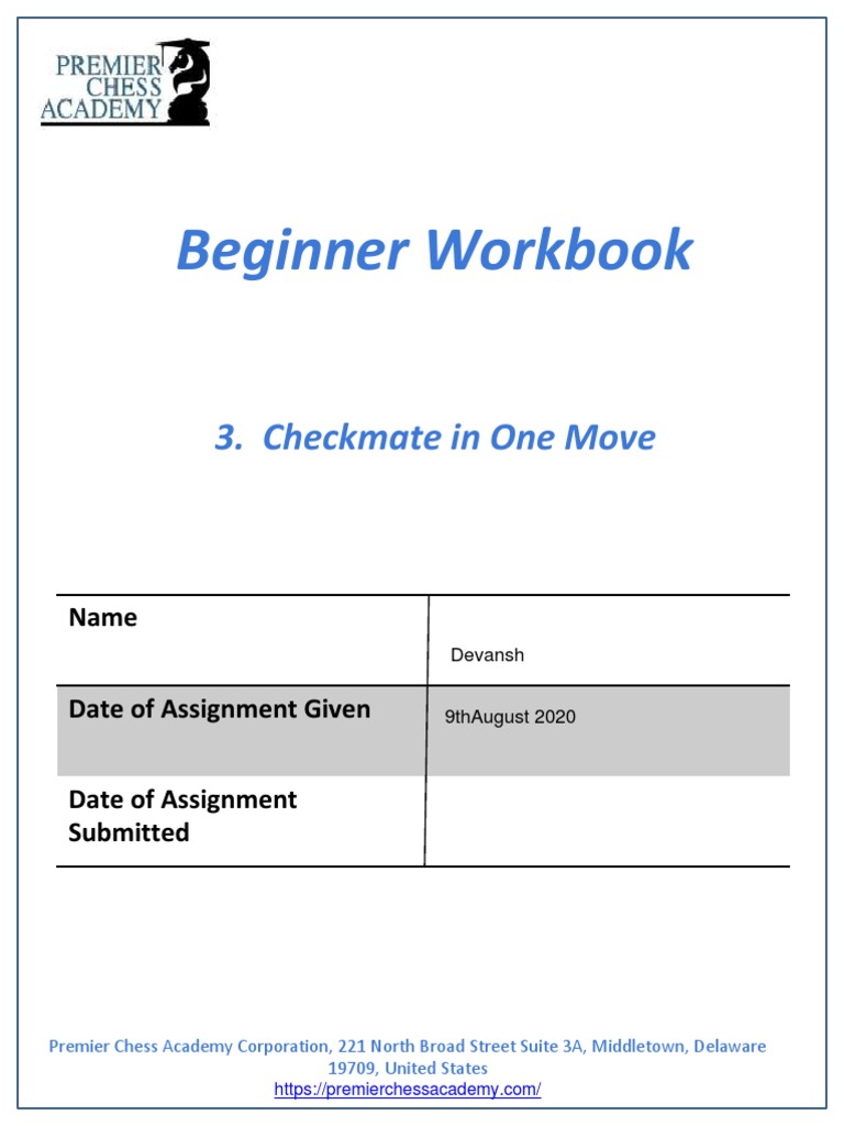Workbook 3 Checkmate in 1 Move-1 | PDF | Chess | Games Of Mental Skill