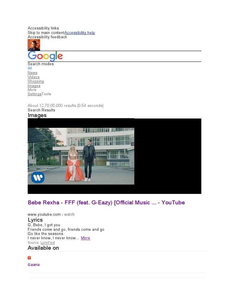 Analysis of search results for the song "F.F.F. (feat. G-Eazy)" by Bebe ...