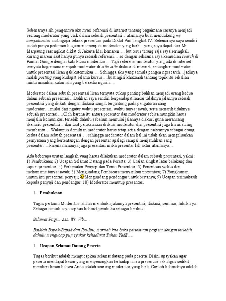 Moderator Presentasi | PDF